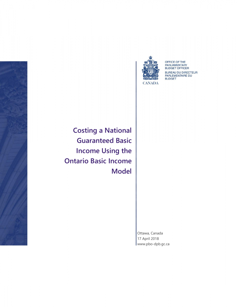 Costing a National Guaranteed Basic Income Using the Ontario Basic ...