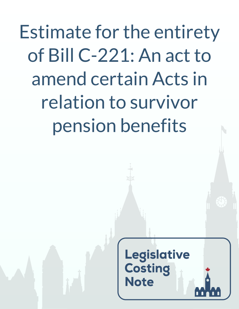 Estimate for the entirety of Bill C-221: An act to amend certain Acts ...